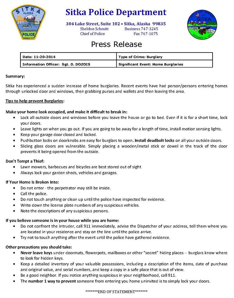 Police Report Spate Of Home Burglaries KCAW police-report-spate-of-home-burglaries-kcaw